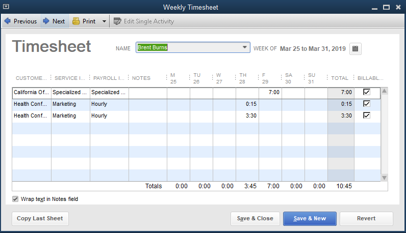 Exporting Time to QuickBooks